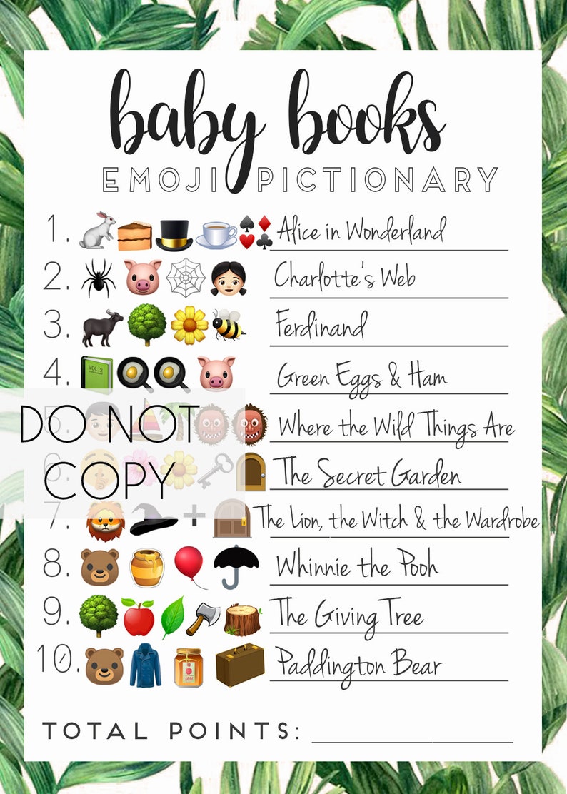 Baby Shower EMOJI PICTIONARY Guessing Game With Answers - Etsy