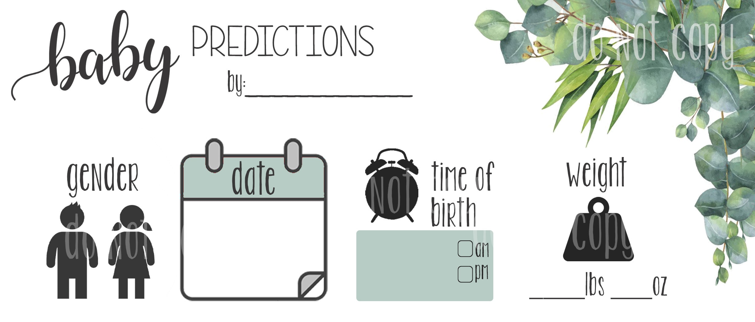 Baby Predictions Guessing Game Baby shower game guess | Etsy