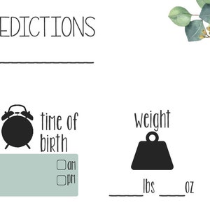 Baby Predictions Guessing Game - Baby Shower Game- Guests Guess Date ...