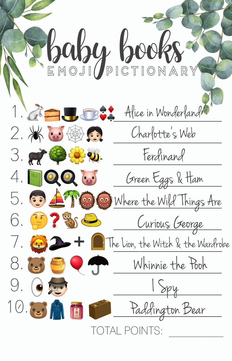 Baby Shower Emoji Pictionary Game With Answer Key Etsy Baby Shower Emoji Pictionary Game With Answer Key Etsy