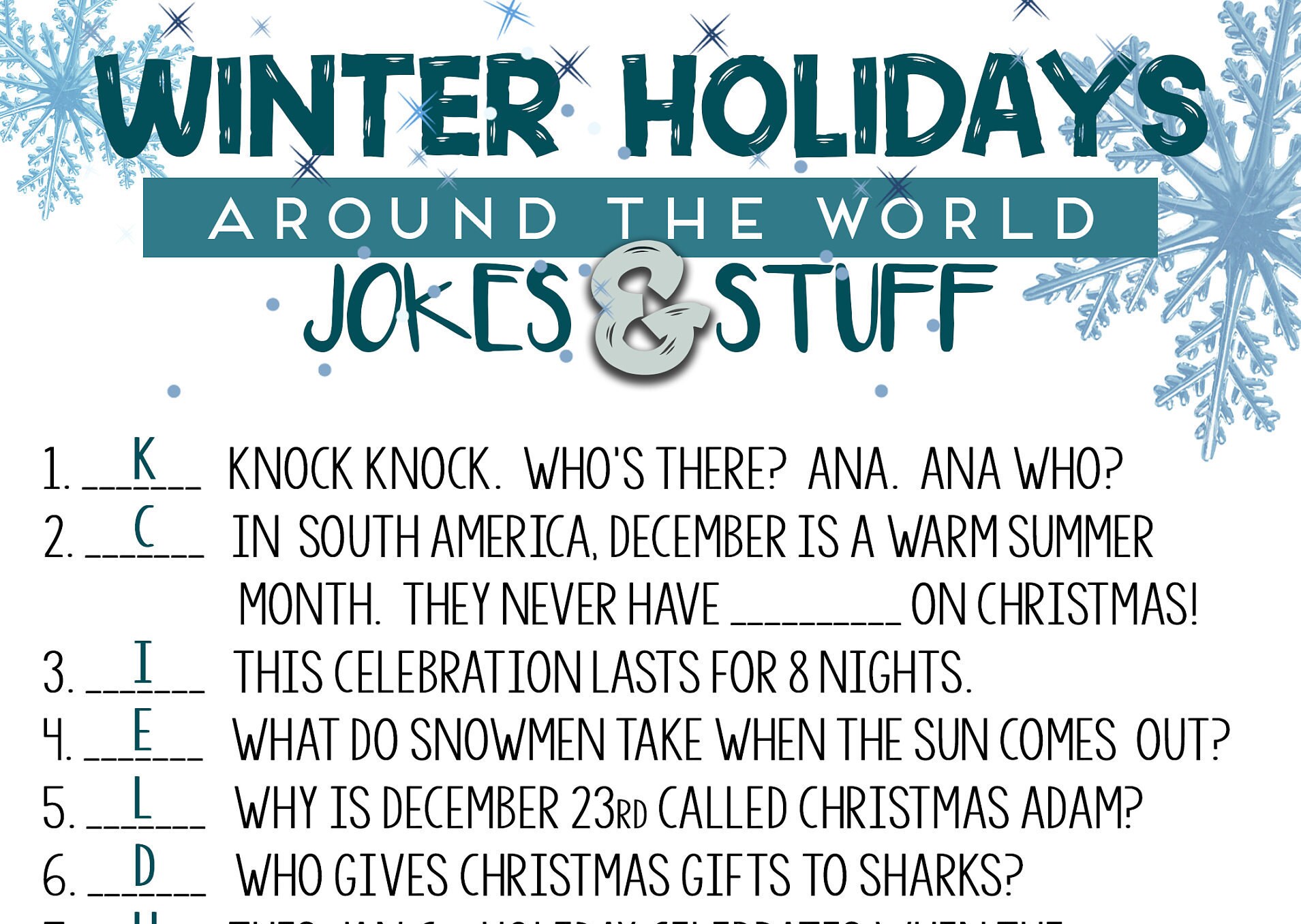 Pack of Holiday Class Party games jokes and fun trivia | Etsy