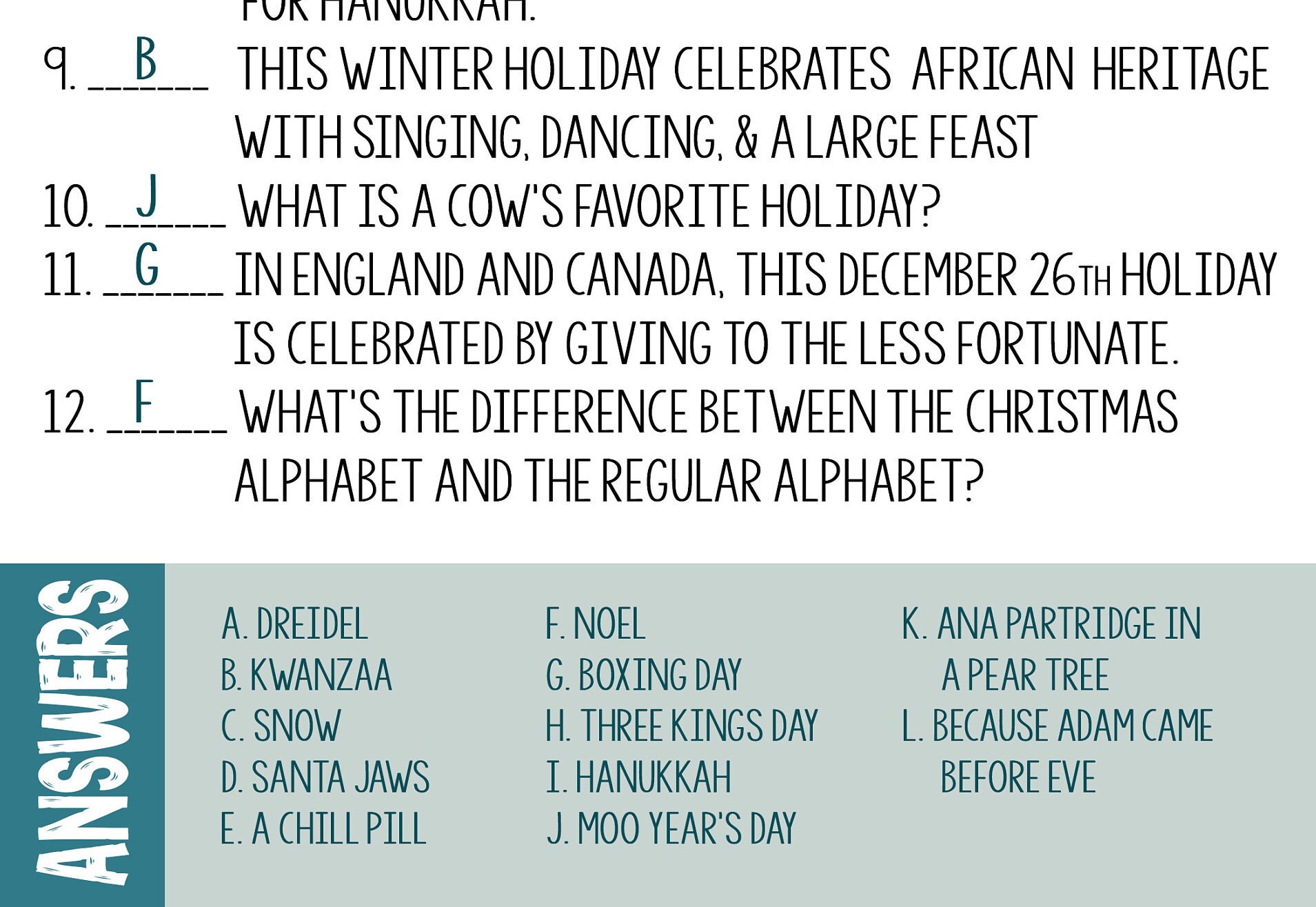 Pack of Holiday Class Party games jokes and fun trivia | Etsy