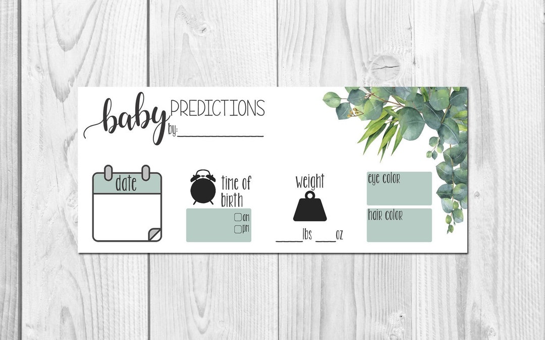 Baby Predictions Guessing Game - Baby Shower Game- Guests Guess Date ...