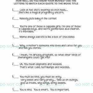 Baby Shower Game - Baby & Parenting Movie Quotes - Printable Instant ...