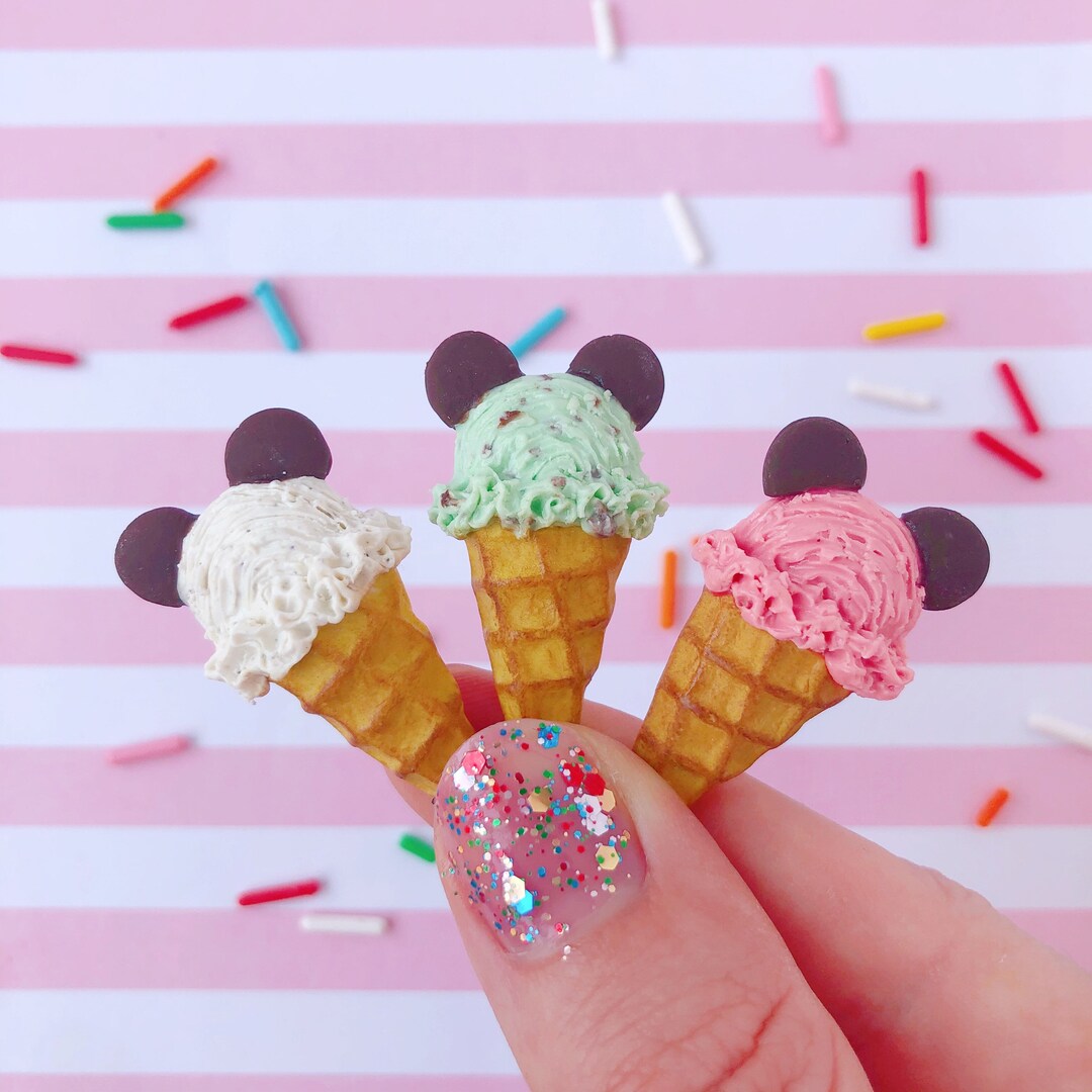 MADE TO ORDER Mickey Mouse Ice Cream Cone Lapel Pin Handmade Mini Food ...