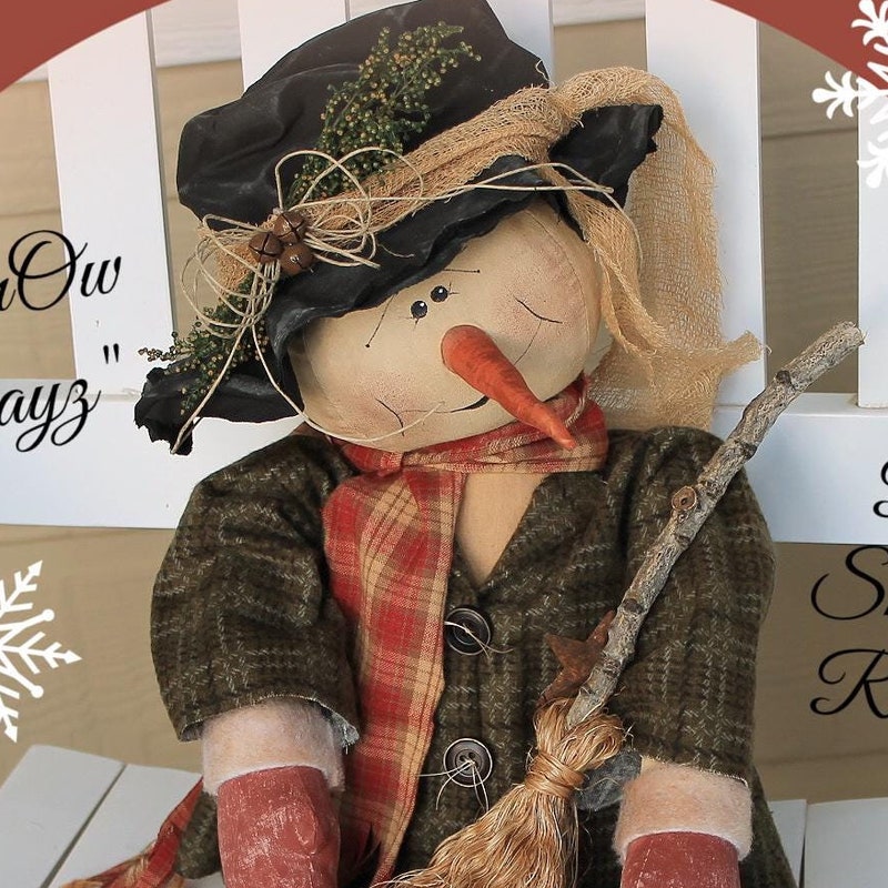 Primitive Snowman Pattern - Etsy