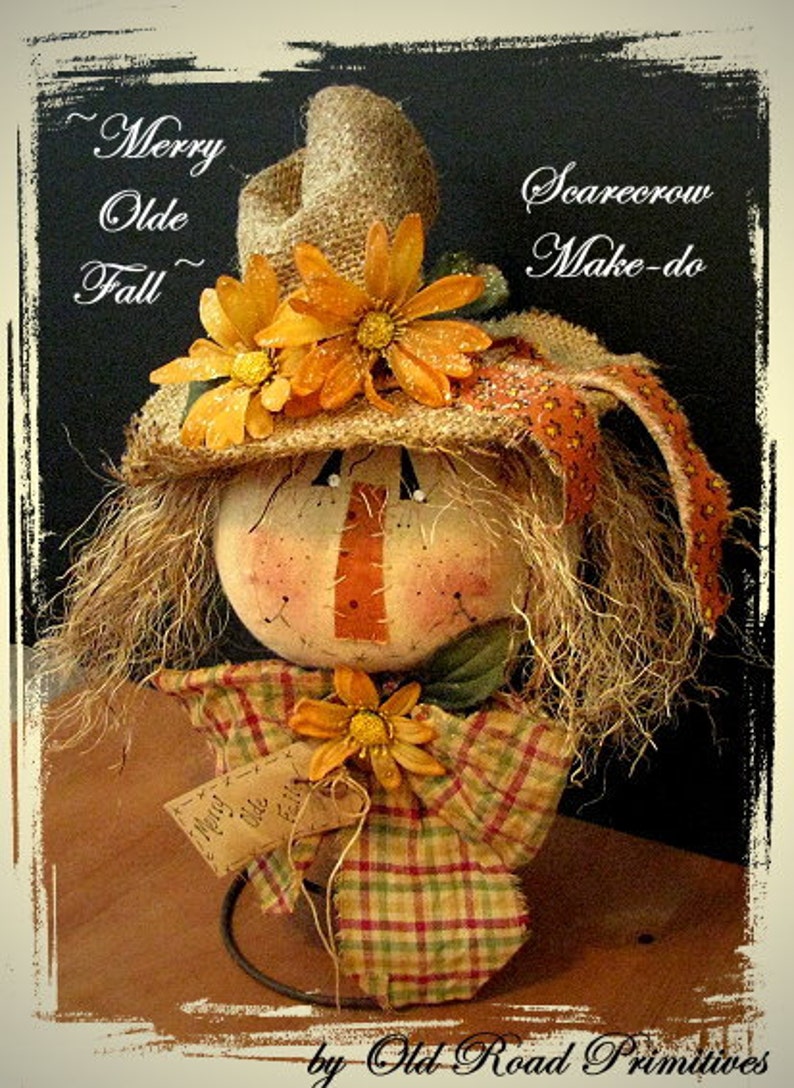 Primitive Scarecrow Pattern Merry Olde Fall Scarecrow Make-do | Etsy