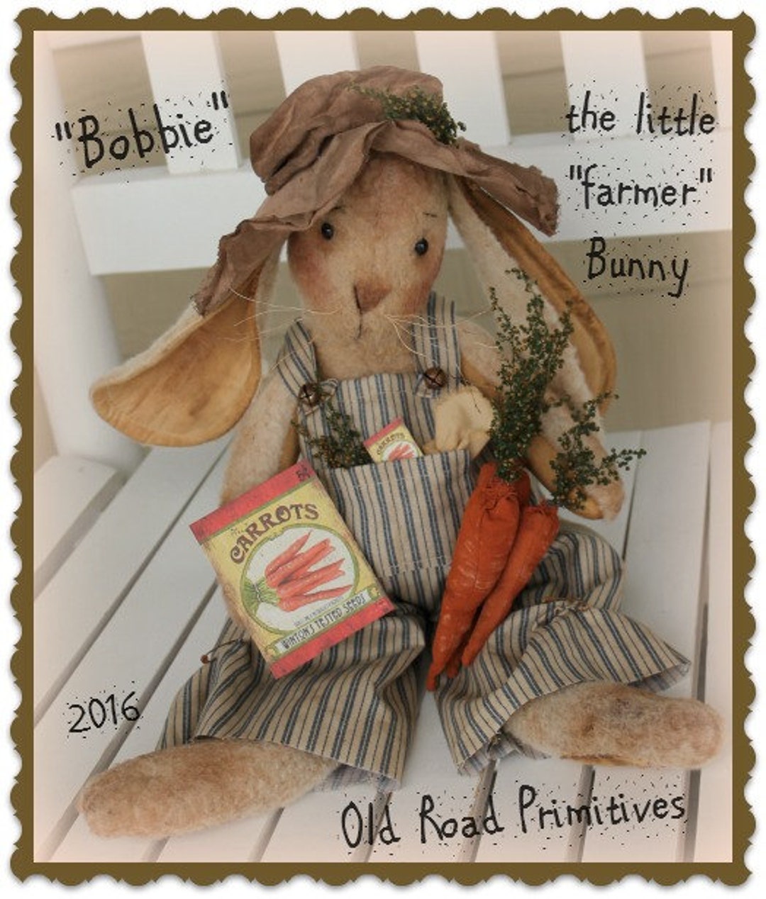 Primitive Bunny Rabbit Pattern Bobbie the Little Farmer Bunny PDF ...