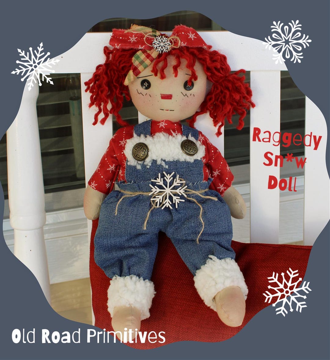 Primitive Raggedy Snow Doll PDF Sewing Doll Pattern - Etsy