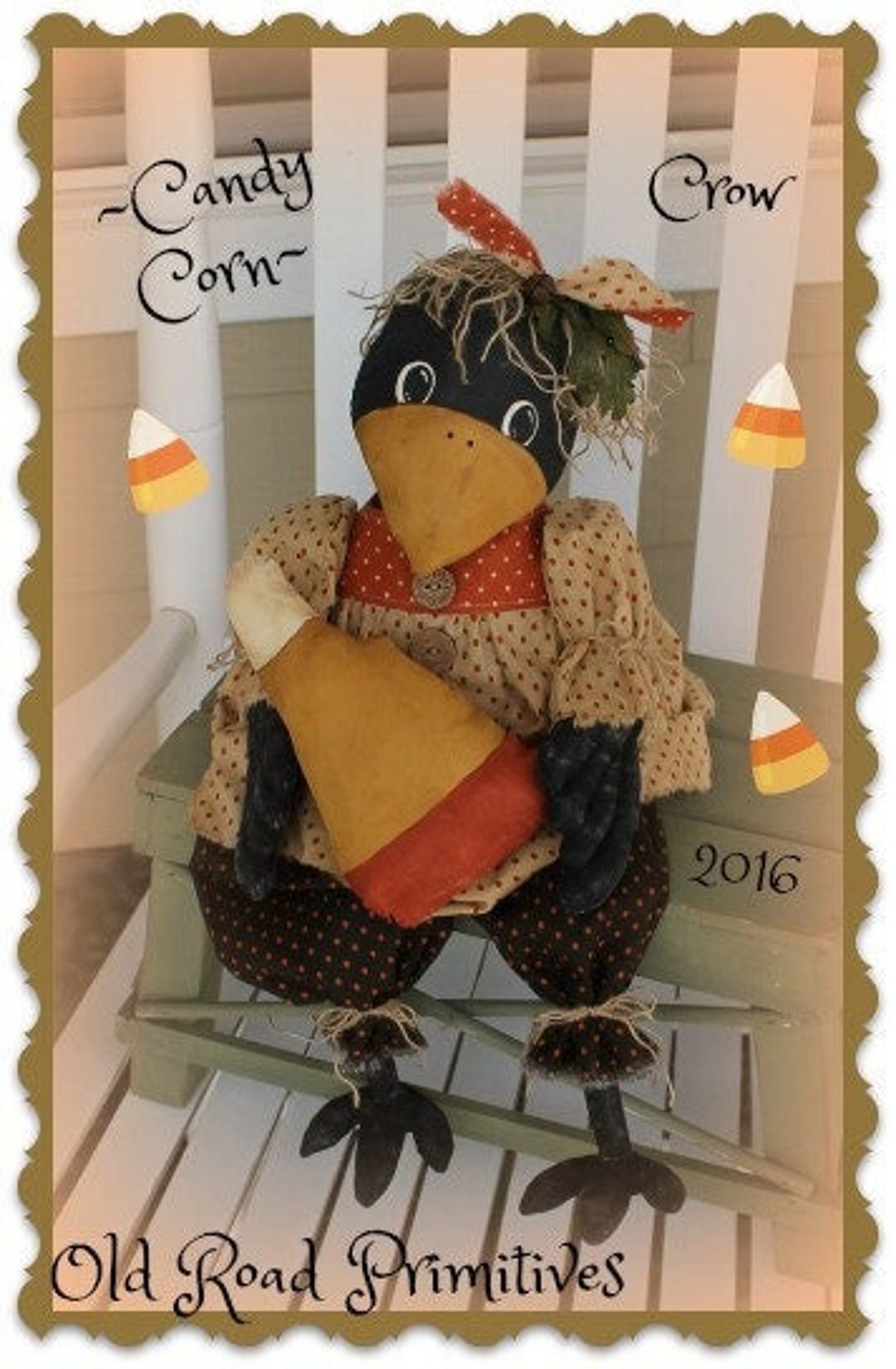 Primitive Crow Pattern Candy Corn Crow Fall Halloween PDF Sewing ...