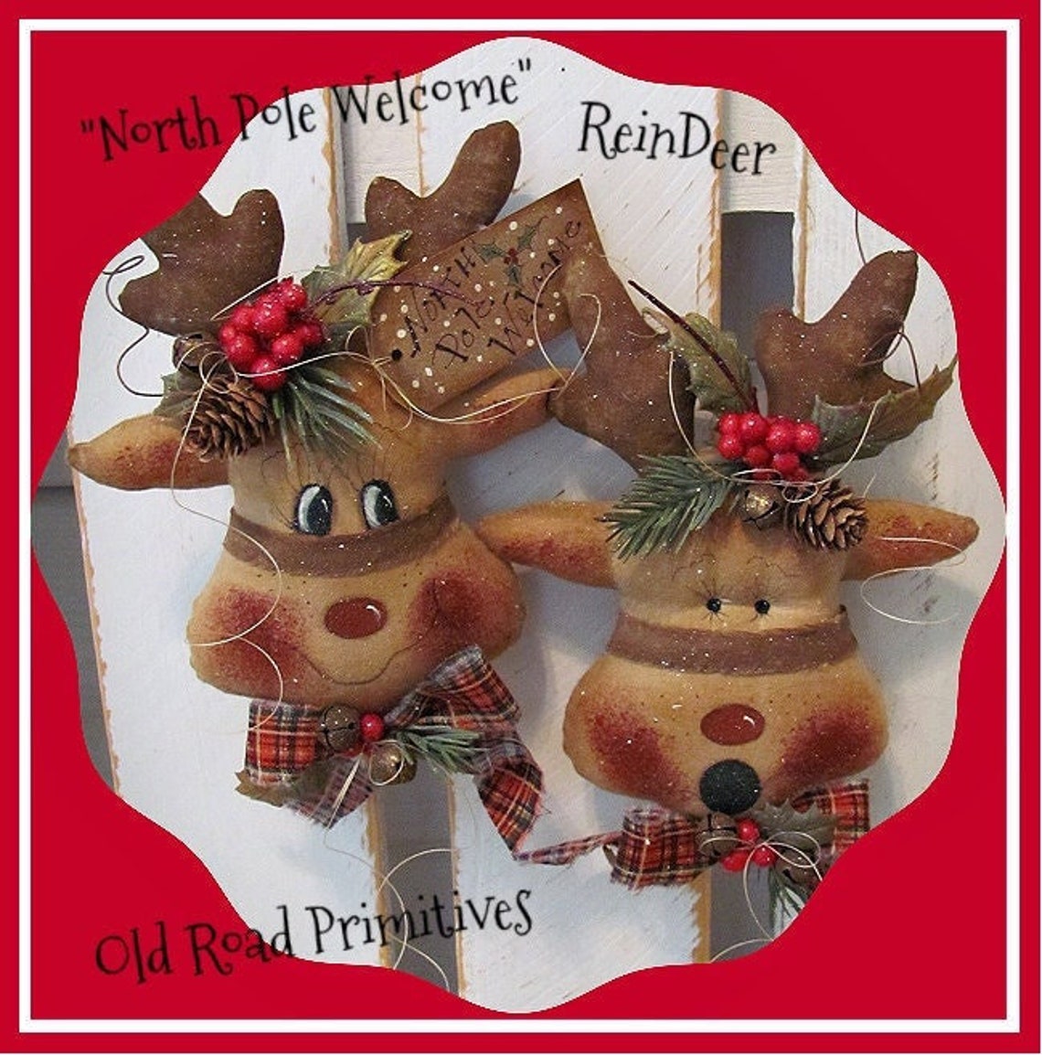 Primitive Reindeer Pattern North Pole Welcome Christmas Reindeer PDF ...