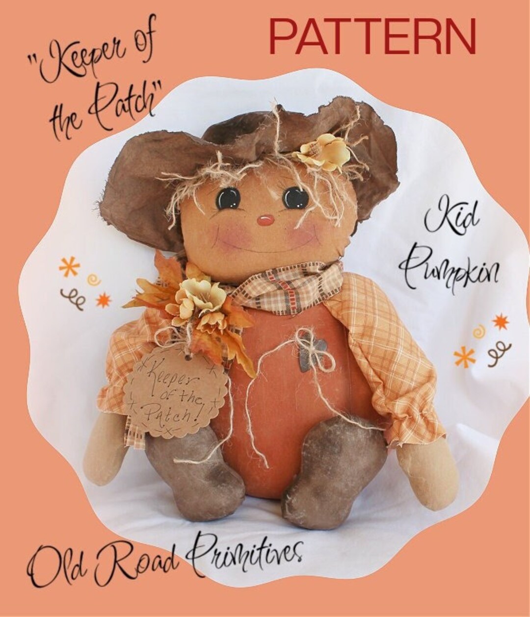 Primitive Pumpkin Doll Keeper of the Patch Kid Pumpkin PDF Sewing ...
