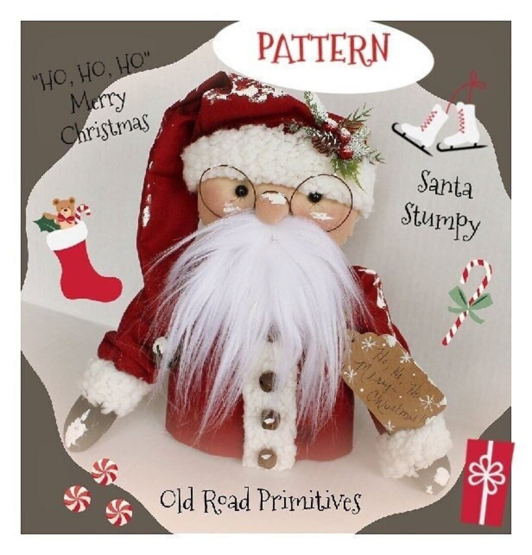 Primitive Santa Doll Pattern Ho Ho Ho Merry Christmas Santa - Etsy