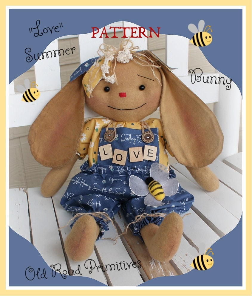 Primitive Bunny Pattern love Summer Bunny Rabbit - Etsy