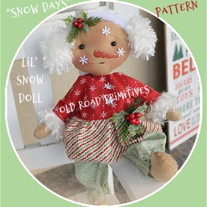 Primitive Snowman Doll Pattern Snow Days Lil' Snow Doll Winter ...