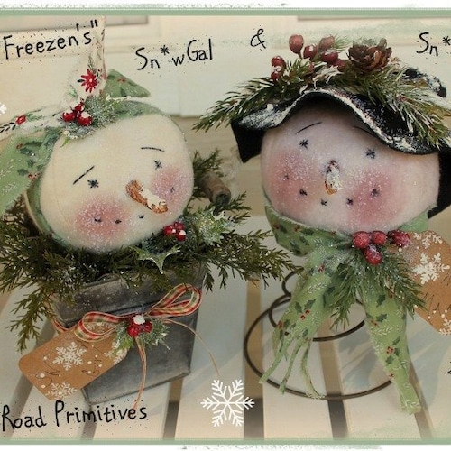 Primitive Snowman Snowmen Pattern the Freezen's Snowgal & - Etsy