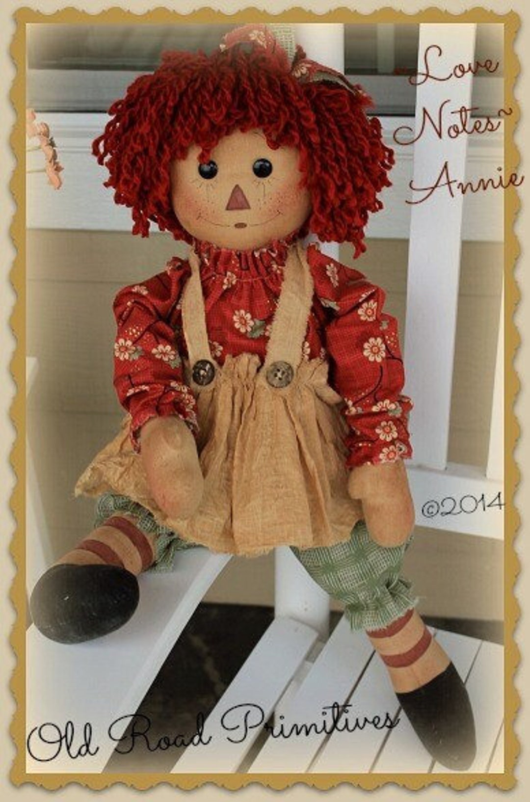 Primitive Raggedy Ann Pattern Love Notes Annie Raggedy Ragdoll Doll PDF ...