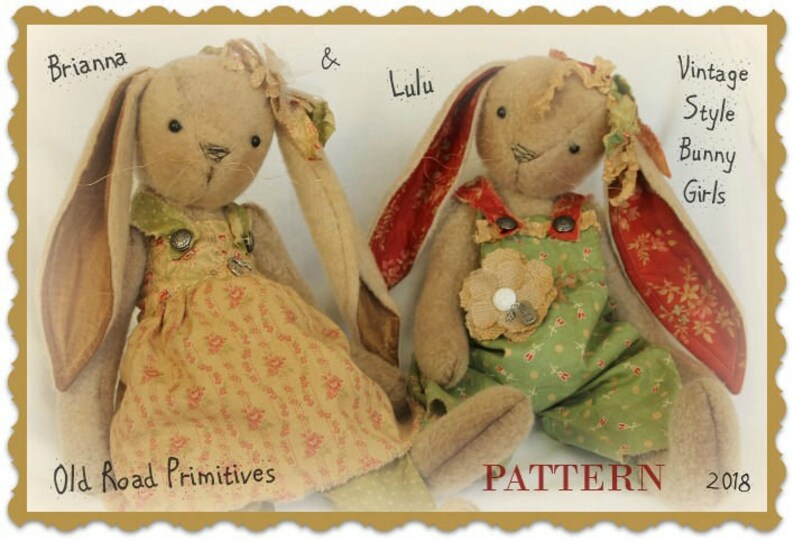 Primitive Bunny Rabbit Pattern Brianna & Lulu Vintage Style - Etsy