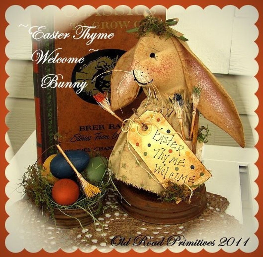 Primitive Bunny Pattern Easter Thyme Welcome Bunny PDF Sewing Cloth ...
