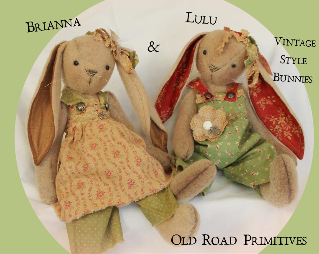 Primitive Bunny Rabbit Pattern, Brianna & Lulu Vintage Style Bunny PDF ...