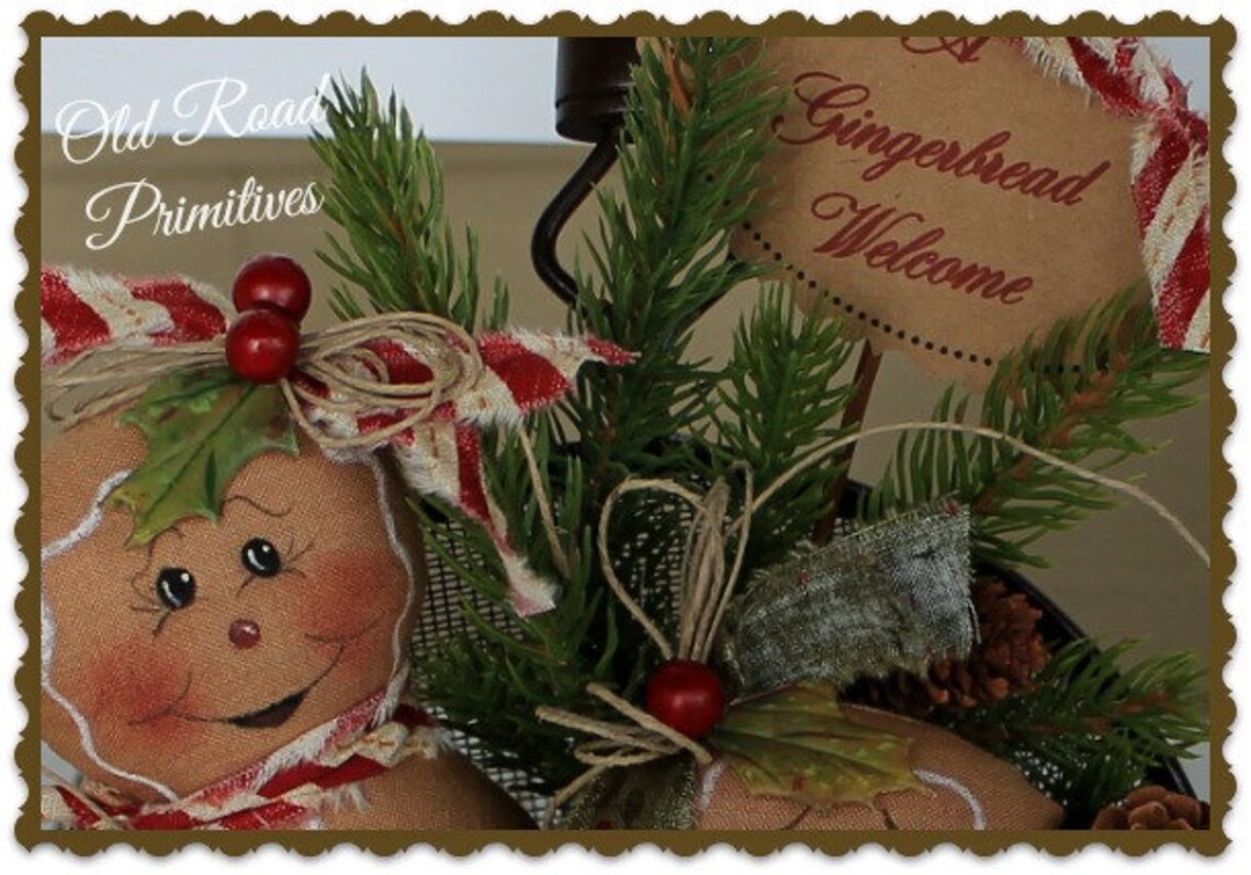 Primitive Gingerbread Pattern A Gingerbread Welcome Christmas - Etsy