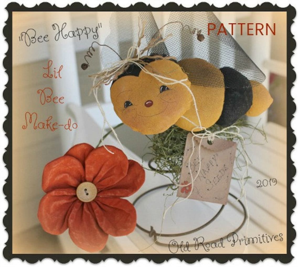 Primitive Bee Pattern bee Happy Lil' Bee - Etsy