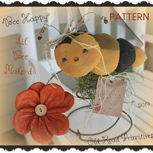 Primitive Bee Pattern "bee Happy" Lil' Bee Make-do PDF Sewing Epattern ...