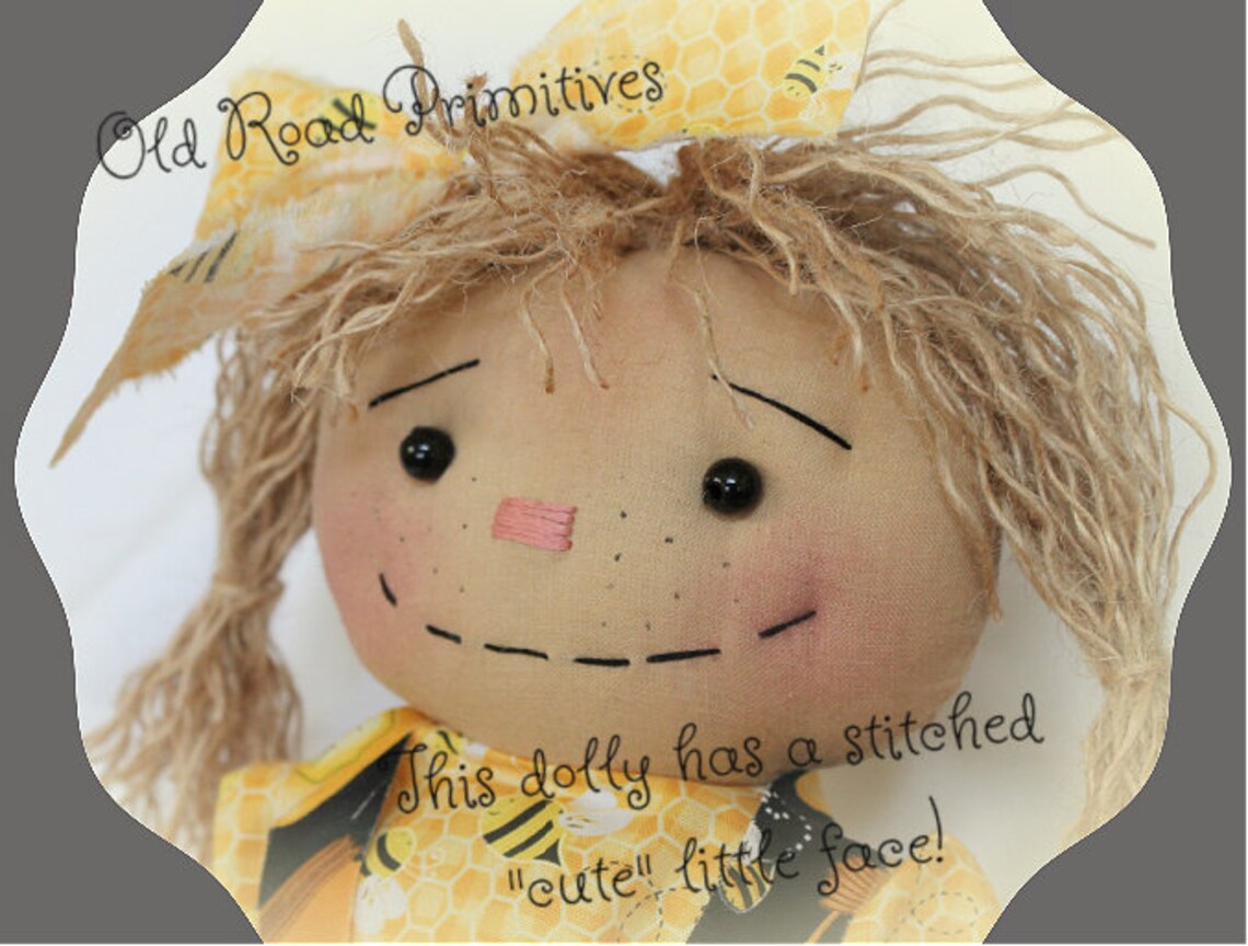 Bee Happy Sunflower Dolly & Beehive Pattern Raggedy, Ragdoll, PDF ...