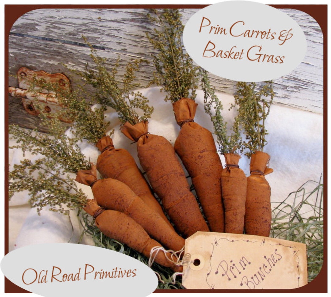 Primitive Prim Carrots & Basket Grass PDF Sewing Easter Pattern - Etsy
