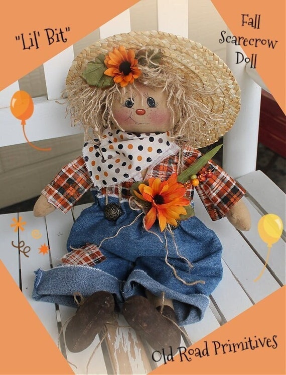 Primitive Fall Scarecrow Doll Pattern Lil' Bit Ragdoll - Etsy UK