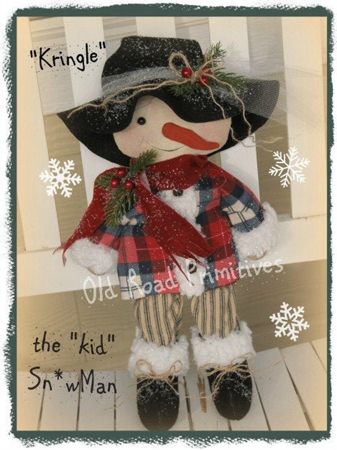 Snowman Pattern Kringle the Kid Snowman Pattern Primitive Christmas ...