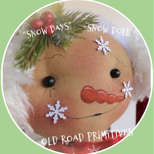 Primitive Snowman Doll Pattern Snow Days Lil' Snow Doll Winter ...