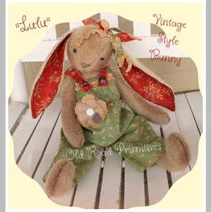 Primitive Bunny Rabbit Pattern, Brianna & Lulu Vintage Style Bunny PDF ...