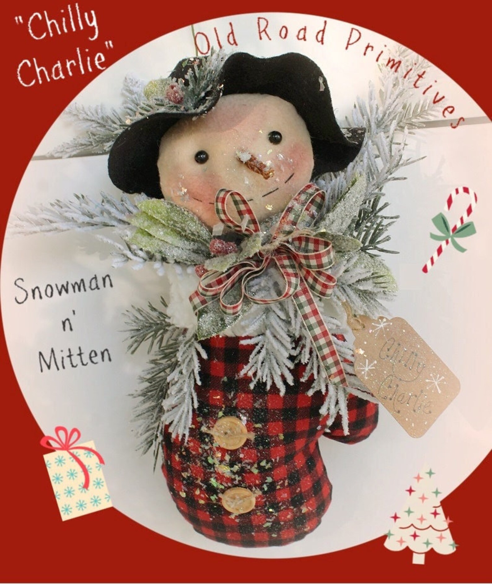 Primitive Snowman Pattern Chilly Charlie Snowman N' Mitten Instant ...