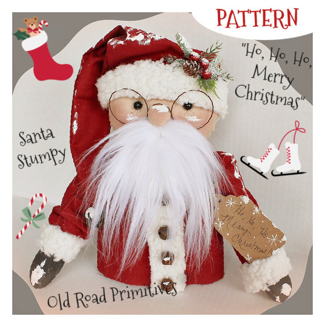 Primitive Santa Doll Pattern Ho Ho Ho Merry Christmas Santa - Etsy