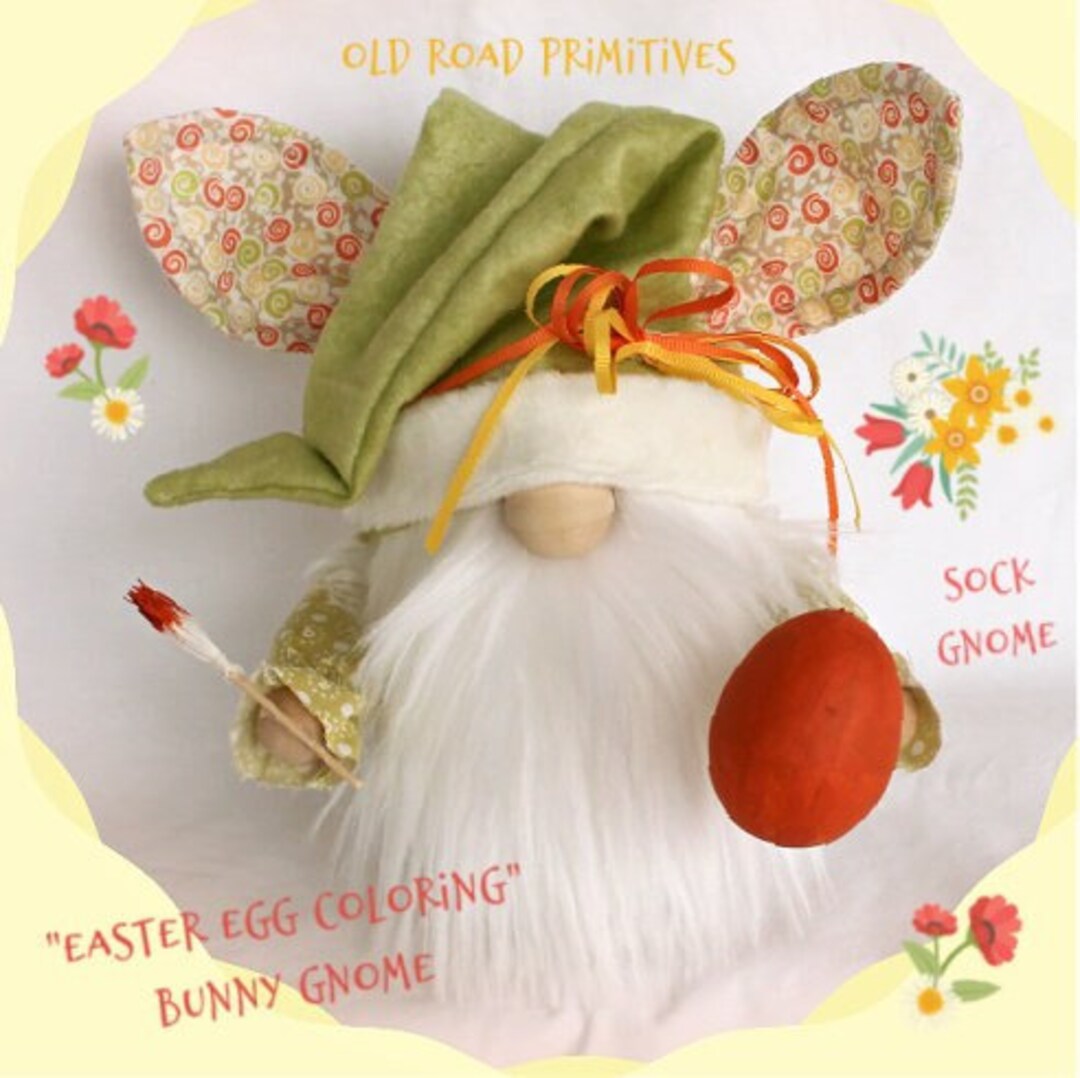 Bunny Rabbit Gnome Pattern Easter Egg Coloring Bunny Gnome PDF Sewing ...