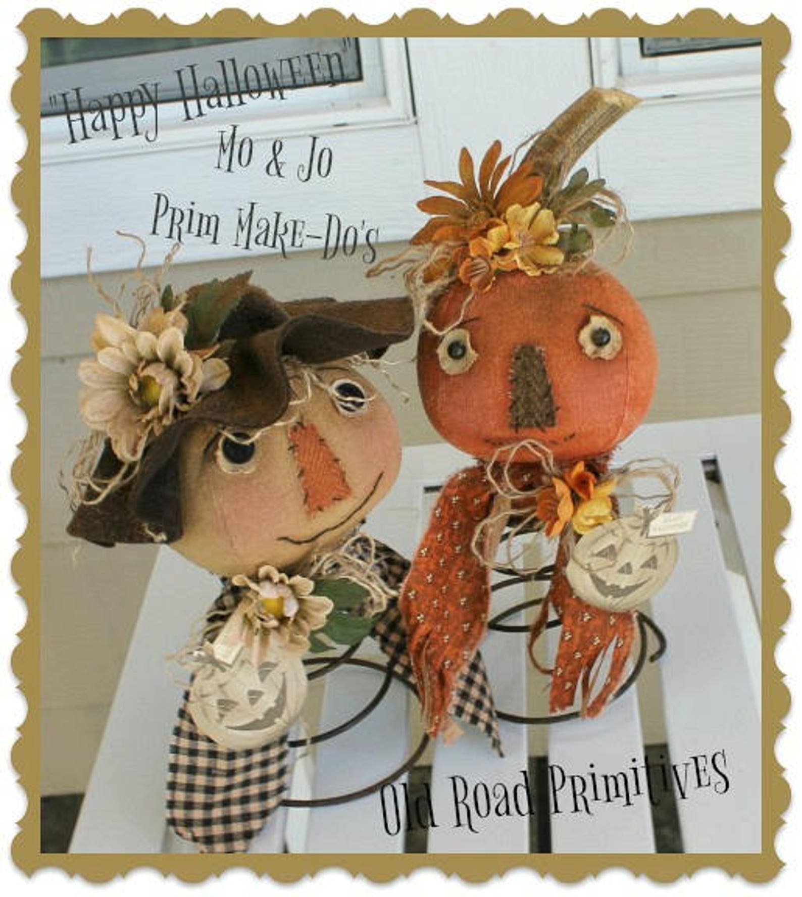 Primitive Scarecrow and Pumpkin Pattern Mo and Jo Prim Scarecrow and ...