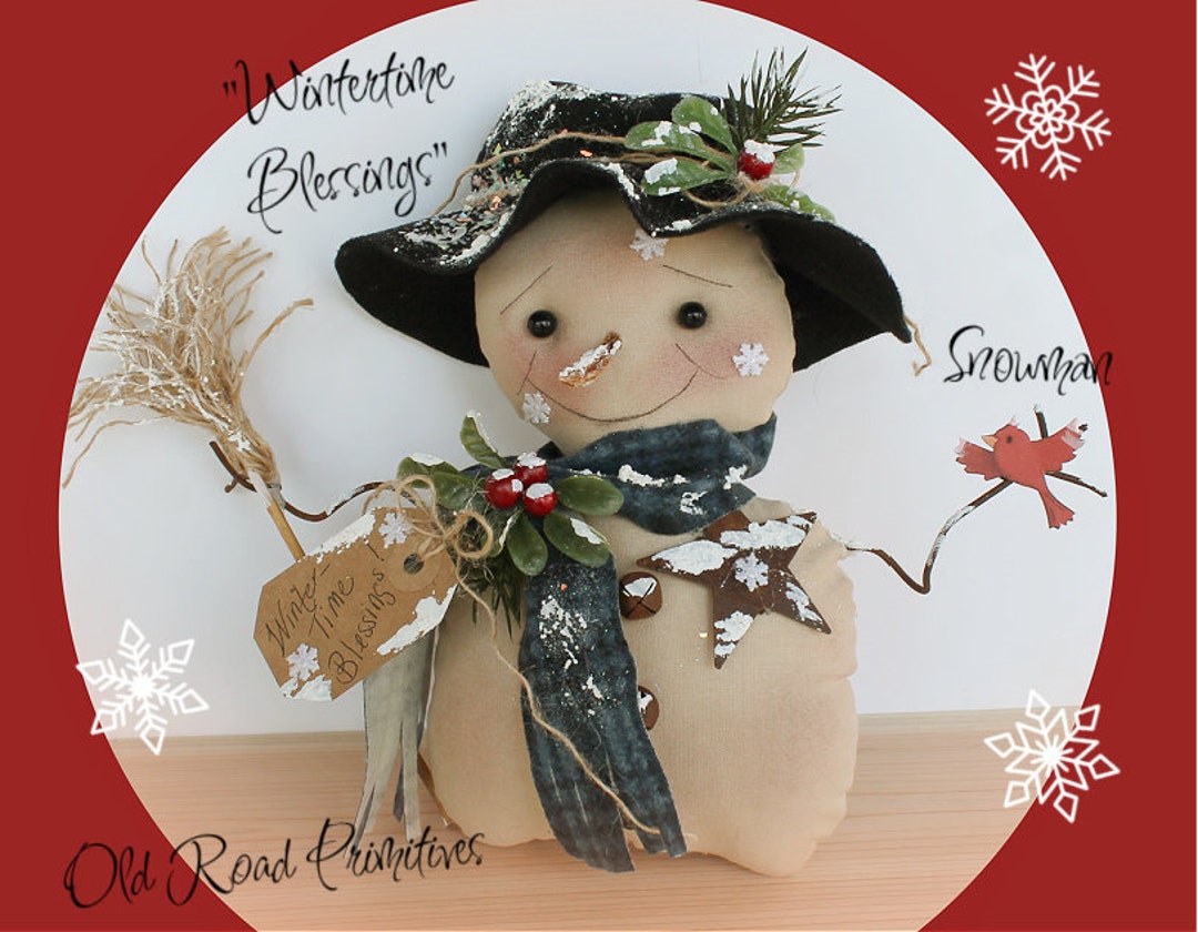 Primitive Snowman Pattern Wintertime Blessings Snowman PDF Sewing ...