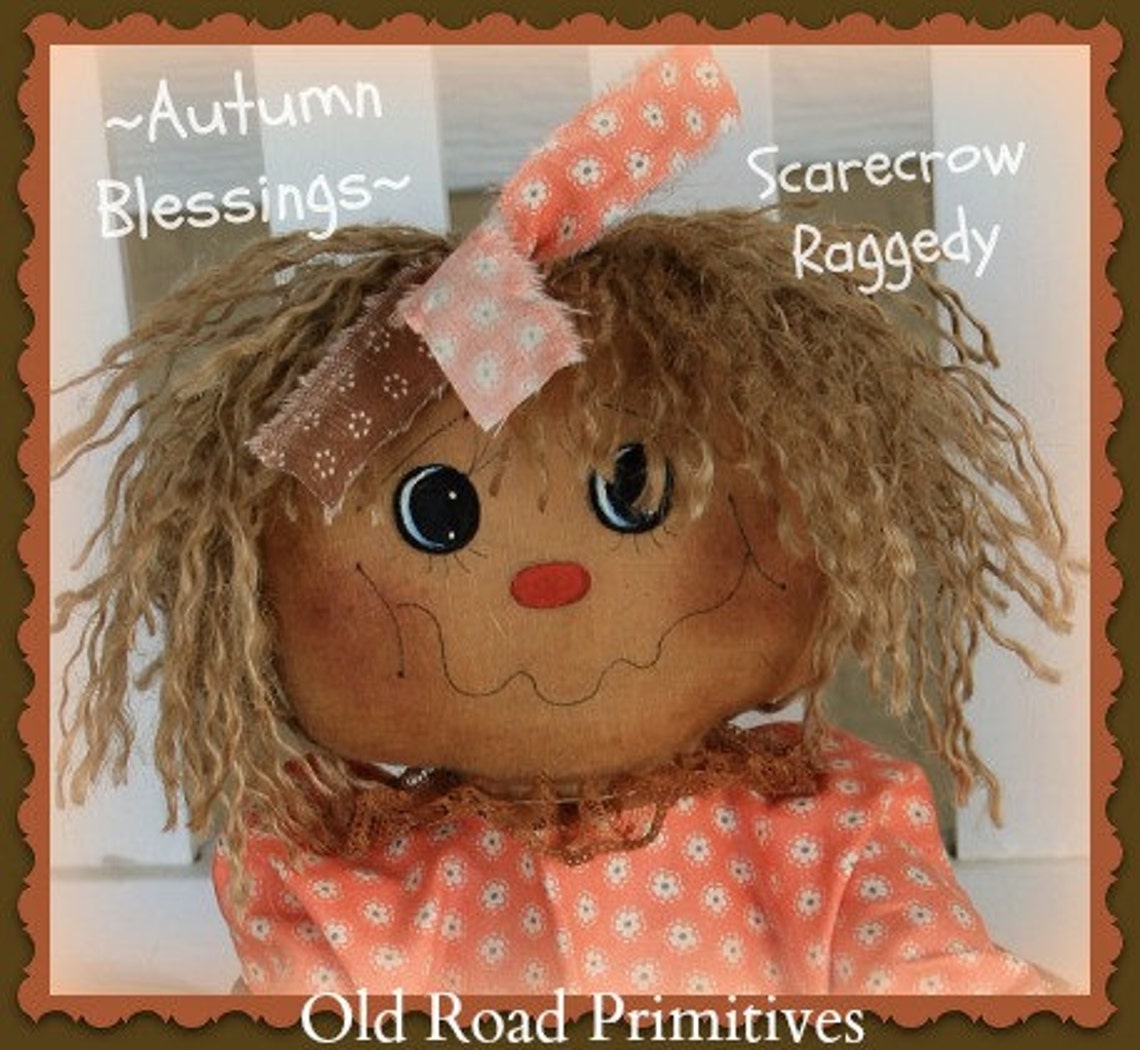 Primitive Scarecrow Pattern Autumn Blessings Scarecrow Raggedy | Etsy