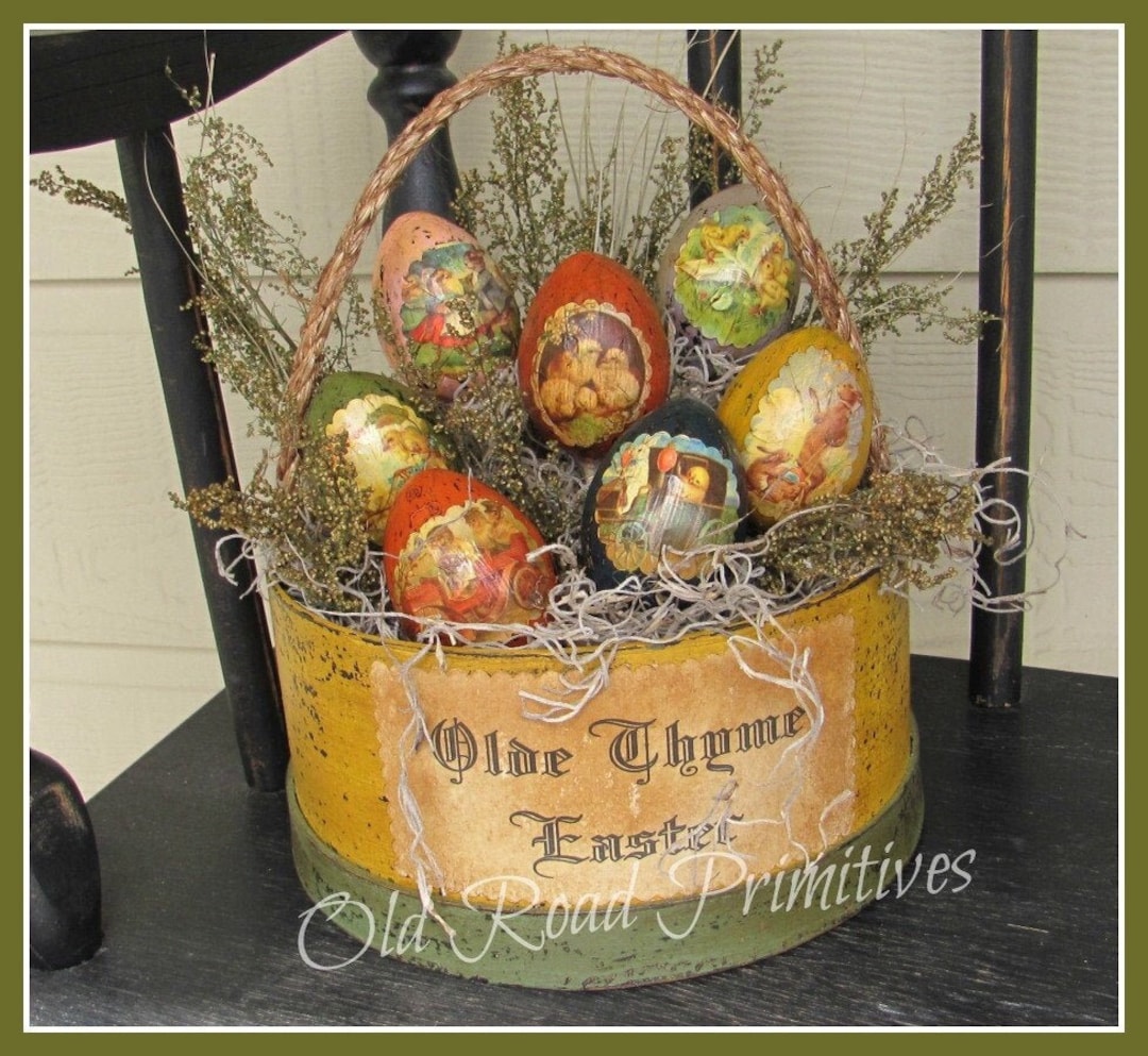 Primitive Easter Egg Pattern Olde Thyme Easter Basket PDF Spring Craft ...