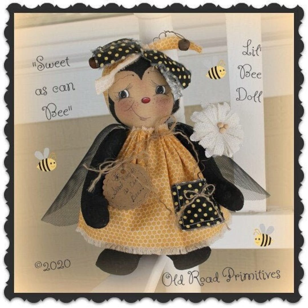 Primitive Bee Pattern Sweet as Can Bee Lil' Bee Doll Sewing PDF Doll ...