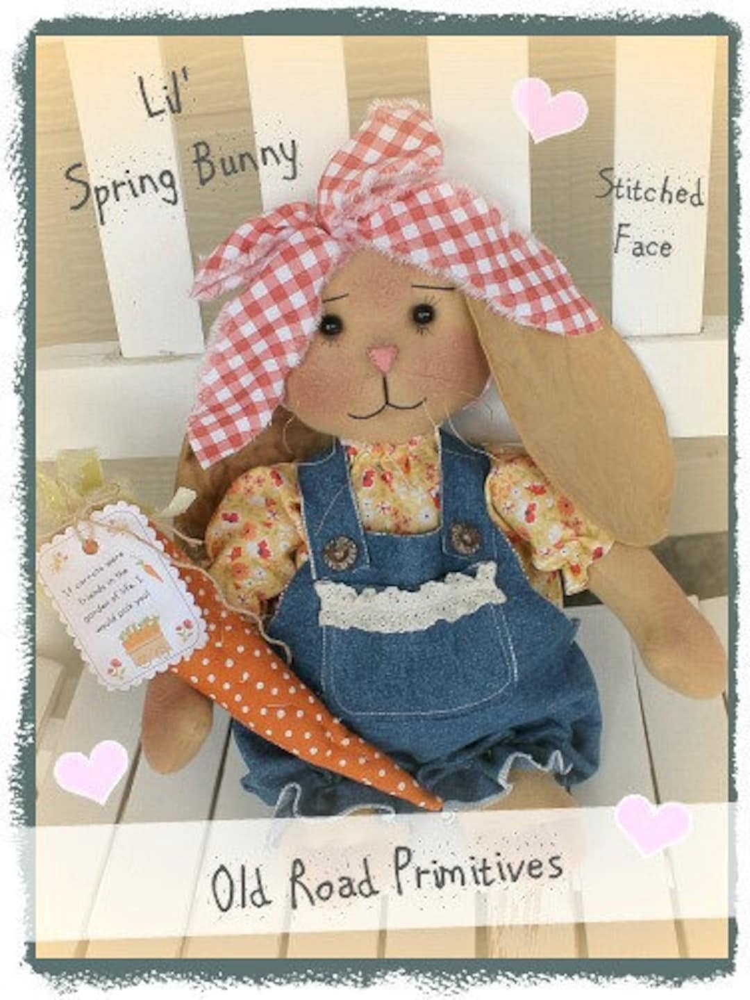 Primitive Bunny Rabbit Pattern Lil' Spring Bunny PDF Easter Sewing ...