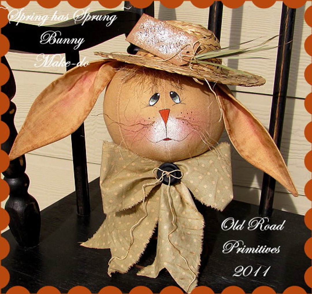 Primitive Bunny Rabbit Pattern Spring Has Sprung Bunny Make-do PDF ...