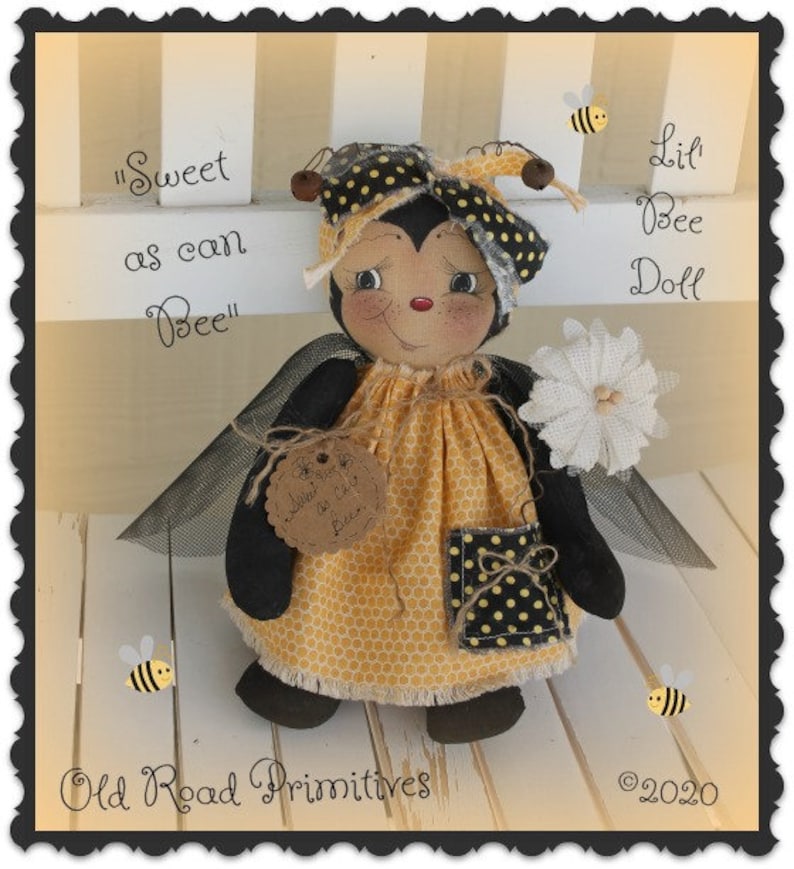 Primitive Bee Pattern Sweet as Can Bee Lil' Bee Doll - Etsy