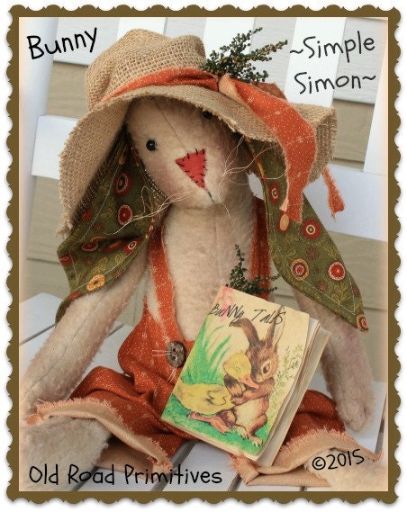 Primitive Bunny Rabbit Pattern Simple Simon Bunny PDF Sewing - Etsy