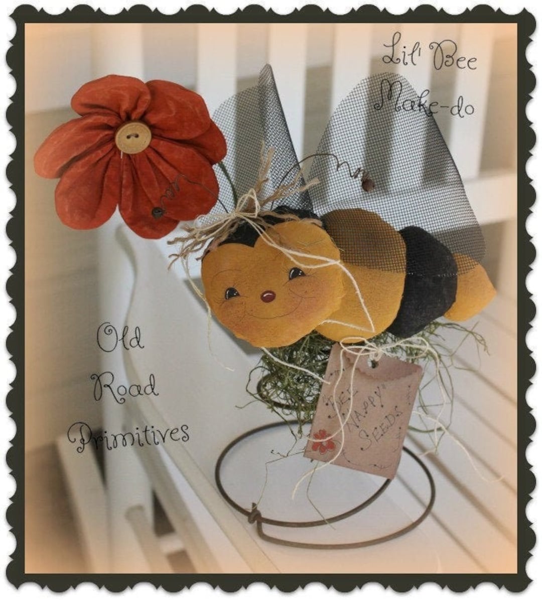 Primitive Bee Pattern "bee Happy" Lil' Bee Make-do PDF Sewing Epattern ...