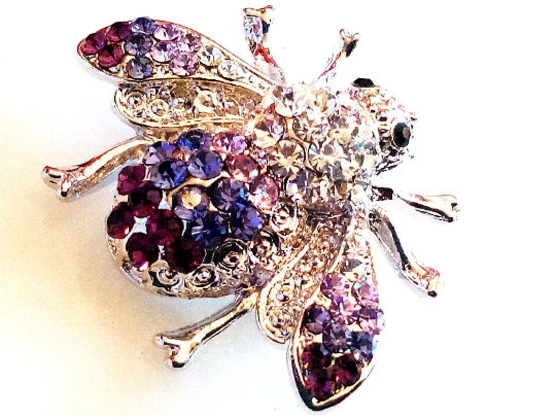 RHINESTONE BEE BROOCH Adorable Figural Insect - Etsy