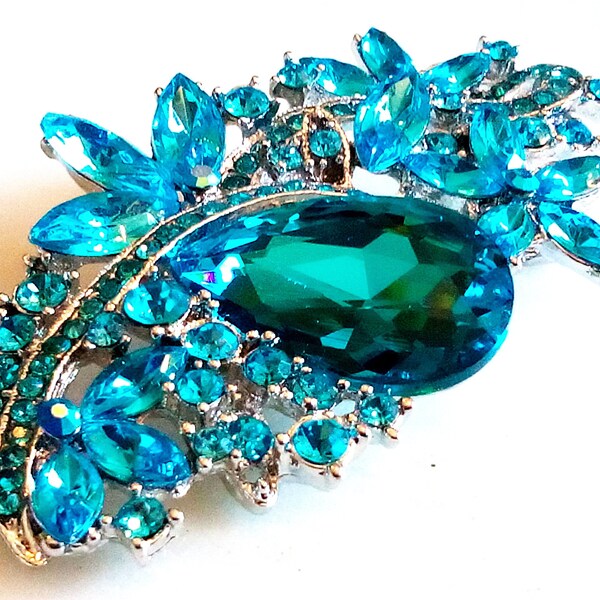 Blue Crystal Brooch - Etsy