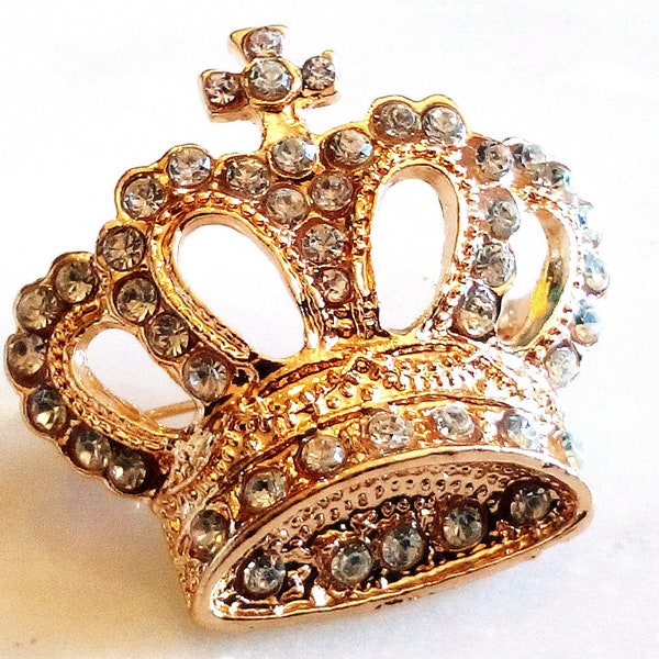 Gold Crown Brooch - Etsy