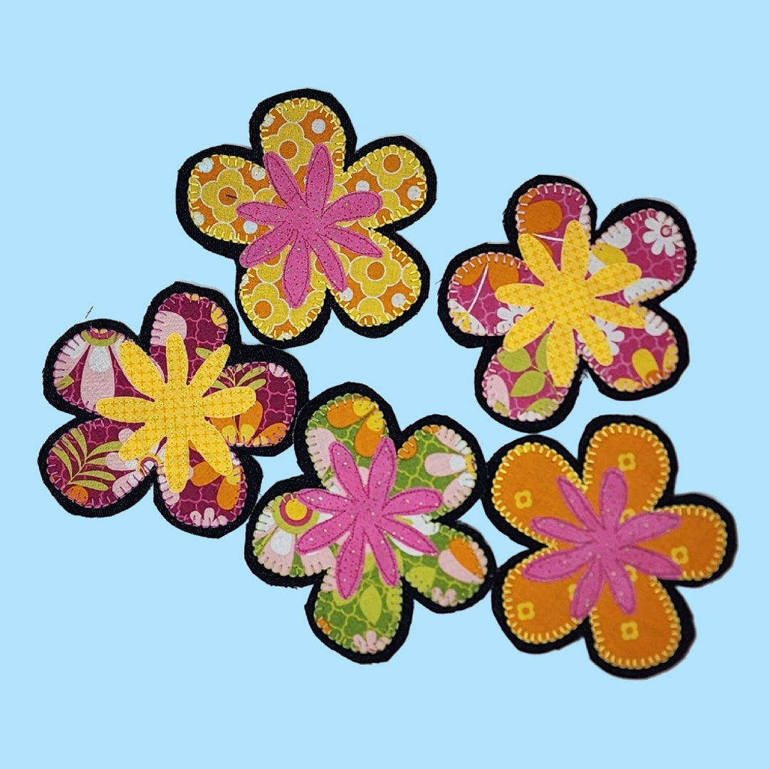 Handmade Flower Patches, Boho Flowers, Denim Patches, Sew on Patches ...